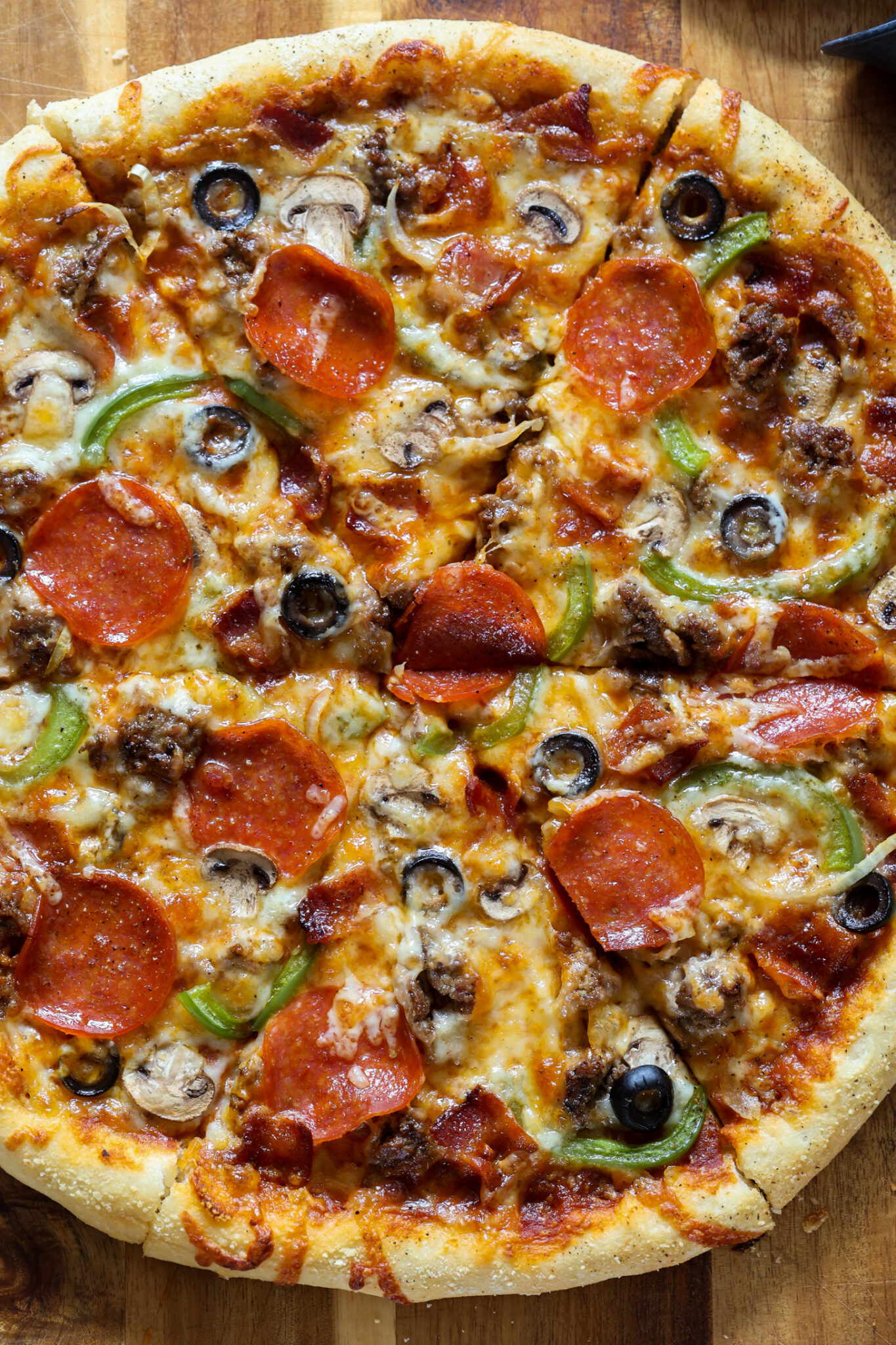 Thin Crust Supreme Pizza • Baked by Rachel
