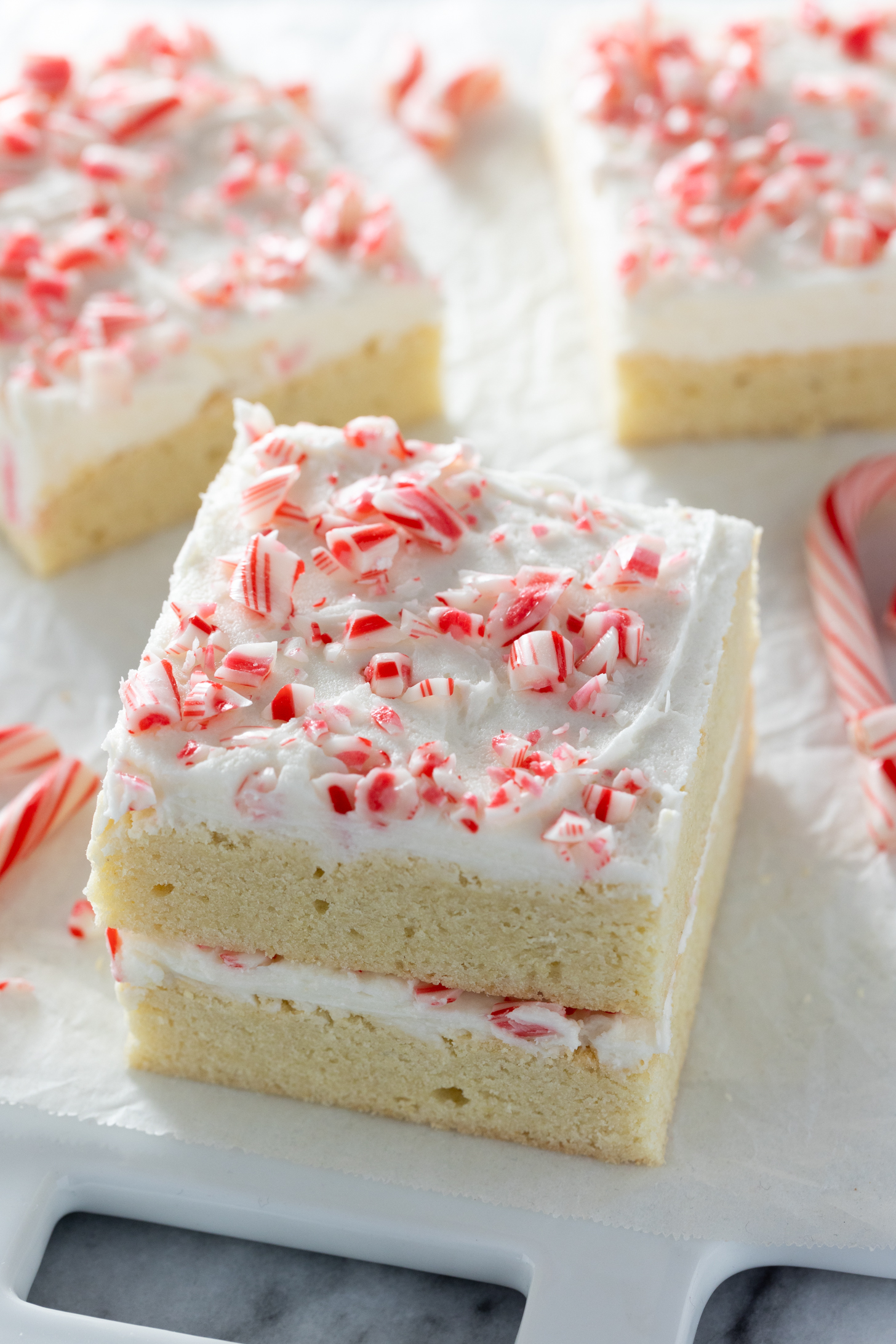 Sugar Cookie Bars with Peppermint Frosting • Baked by Rachel
